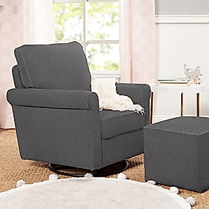 DaVinci Maya Upholstered Swivel Glider and Ottoman in Shadow Gray, Greenguard Gold Certified