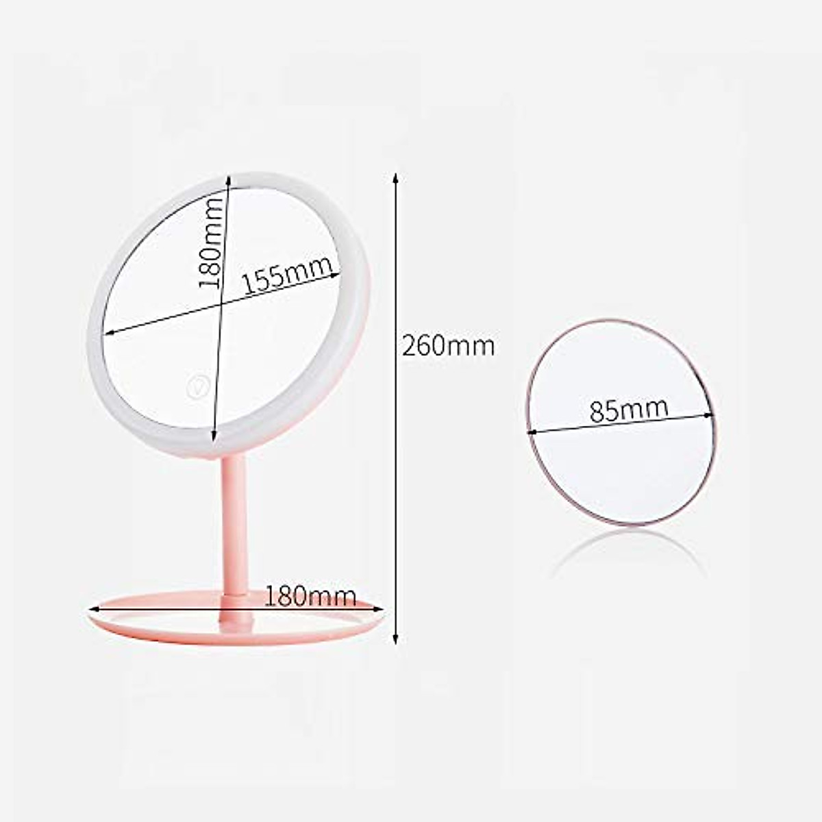 LIMEI-ZEN Lighted Makeup Mirror, 21 LED Cosmetic Mirror Touch Screen Dimming 90° Rotation with Stand Charging Vanity Mirror USB Charging with Lithium Battery Mirrors