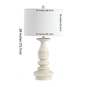 SAFAVIEH Lighting Collection Jareth White Wash 29-inch Bedroom Living Room Home Office Desk Nightstand Table Lamp Set of 2 (LED Bulbs Included)