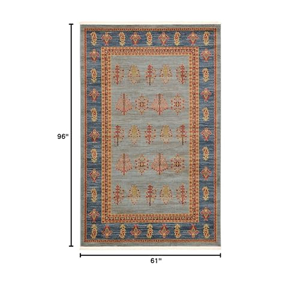 Unique Loom Fars Collection Modern Medallion Tribal Design with Natural Hues Area Rug, 5 ft x 8 ft, Light Blue/Navy Blue