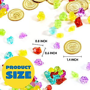 JOYIN Toy 288 Pieces Pirate Gold Coins and Pirate Gems Jewelry Playset Pack Party Favor. (144 Coins+144 Gems)