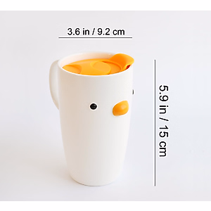PURROOM Duck Coffee Mug with Lid, Travel Cup with Handle & Sealed Lid. 20 oz Cute Chick Tall Cup, Safety Ceramic. Best Gifts For Coffee Lover.