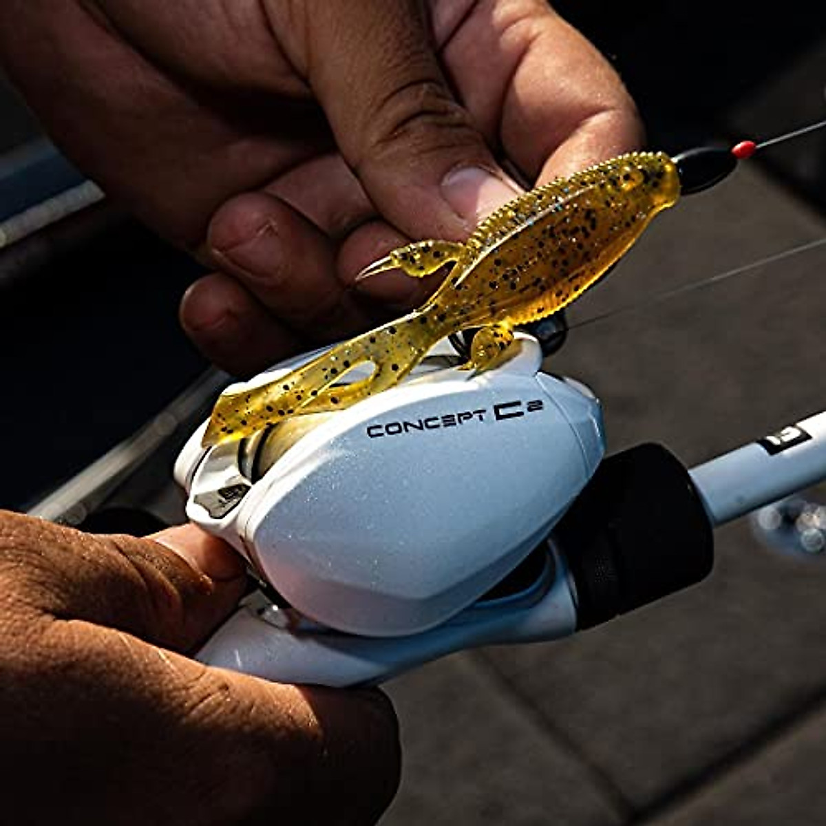 13 FISHING - Concept C2 - Low-Profile Baitcast Fishing Reel - 7.5:1 - Left Hand Retrieve (Fresh+Salt) - C2-7.5-LH, White