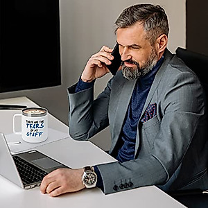 Qtencas Boss Day Gifts, These Are The Tears of my Staff Funny Travel Mug, Boss Gifts for Bosses Employers Workers Friends Coworker Men Women Christmas, 12oz Stainless Steel Insulated Boss Mug, White