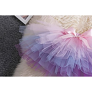 Bow Dream Baby Girls 1st Birthday Outfits Set 4 Pcs Rainbow Tutu Skirt T-Shirt Headband Sandals B