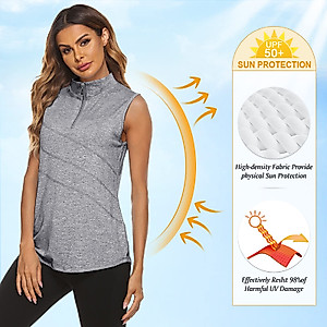 Koscacy Polo Shirts for Women,Quick Dry Golf Tops Misses Sleeveless Sport Wear Stretchy Lightweight Breathable Moisture Wicking Comfortable Active Top Tee Shirt Grey Medium