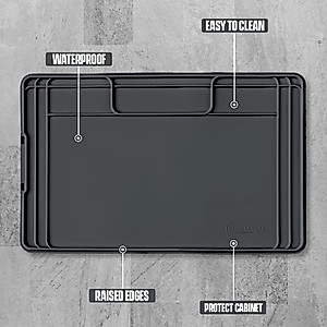 Croc Liner Under Sink Mat Waterproof Cabinet Liner for Kitchen and Bathroom Cabinets, Utility Mat (Cool Grey)