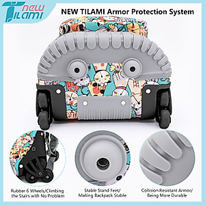 NEW TILAMI Rolling Backpack with Wheels for Boys School Adjustable Laptop Backpack with Wheels for Girls to School Travel Camping Boys Rolling Backpack Cute Cats 18 Inches