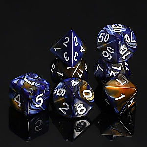 ESANDA DND Dice Set, 42pcs Polyhedral Dice D&D Dice with 6 Blue Drawstring Bags, 6 Complete Double-Colors Dice Sets for Dungeons and Dragons RPG MTG Table Games etc