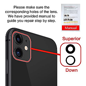 2PCS ASDAWN Back Camera Lens Glass Replacement for iPhone 11 6.1 Inches with Pre-Installed Adhesive, Rear Camera Lens Glass Replacement with Installation Manual + Repair Tool Set