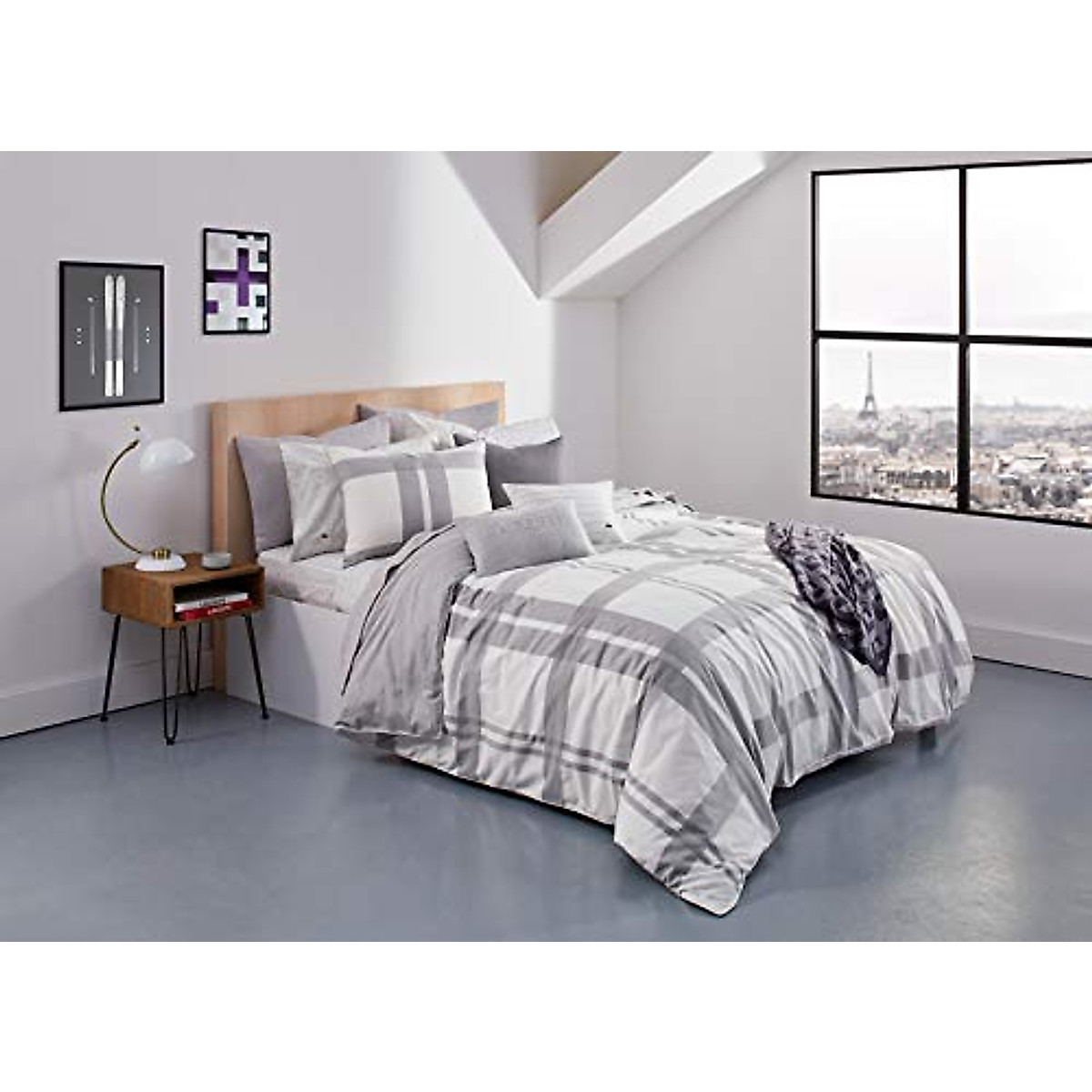 Lacoste Baseline Comforter Set, Full/Queen, Micro Chip/White