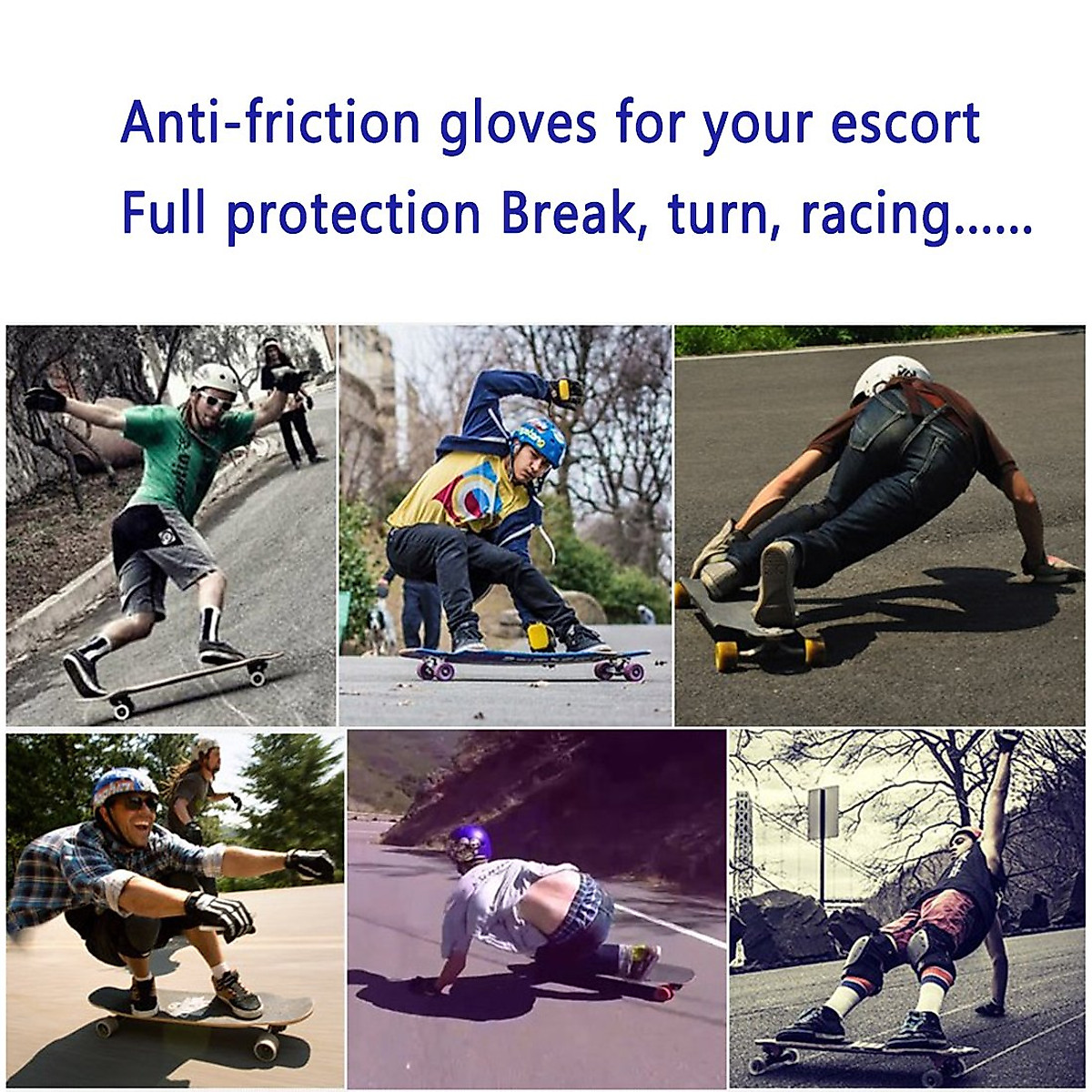 Acoser Longboard Downhill Slide Gloves Skate Gloves with Slide Pucks (Black)