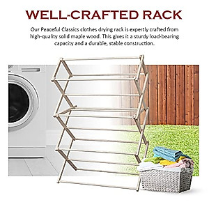 Peaceful Classics Wooden Laundry Rack - Amish Handmade Wooden Clothes Drying Rack - Foldable Drying Rack for Towel, Blanket, Linen Household Essentials - for Indoor Or Outdoor Use (52" x 36" x 16")