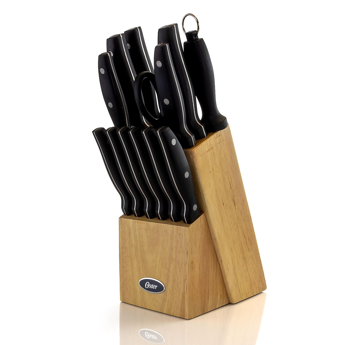 Oster 69529.14 Granger Cutlery Set, Wood Block, 14-Piece, Black