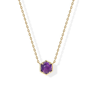PAVOI 14K Yellow Gold Plated Amethyst Gemstone Pendant Necklace | Gemstone Dainty Chain Necklaces for Women