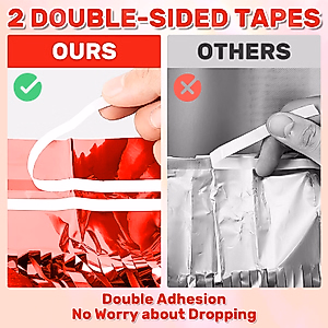 4-Pack Backdrop for Party Decorations, Foil Fringe Backdrop Curtains, Tinsel Streamers for Birthday Party Decorations, Tinsel Curtains for Halloween Valentine Disco Hollywood Theme Parties (Red)