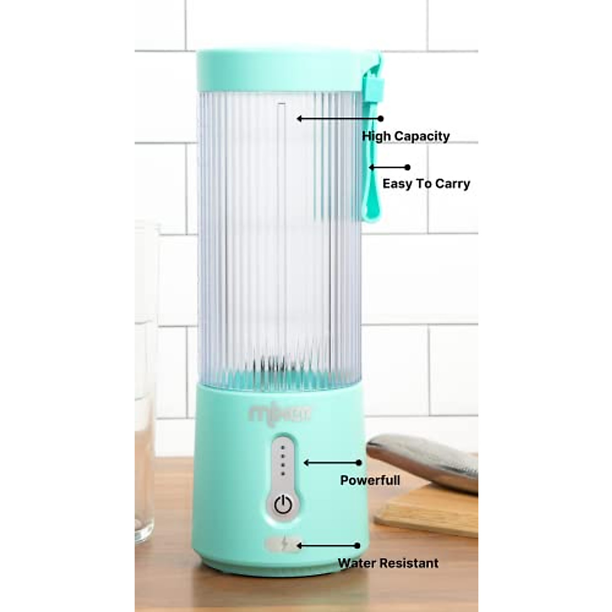 Mixerr Light Mint Portable Blender for Shakes and Smoothies, USB Rechargeable, More blends per charger, cordless blender On-the-Go 450 ml Juicer Cup for Sports, Travel and Outdoors (Light Mint)