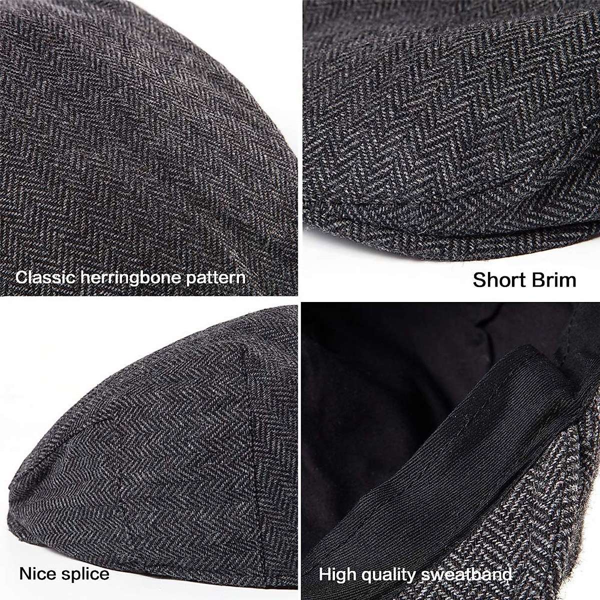 LADYBRO Flat Hat Caps for Men - Black Cabbie Hat Large XL Newsboy Hats Men Ivy Cap
