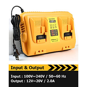 DCB102 Replacement for Dewalt Battery Charger Station Comaptible with Dewalt 12V/20V Battery Charger Work with Dewalt 20V Battery and Tools（Yellow）