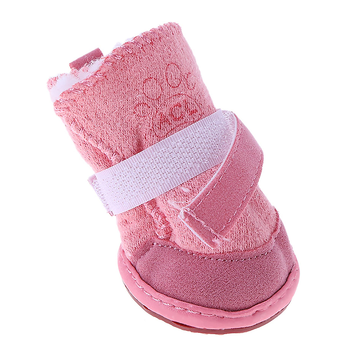 GabeFish Puppy Cute Cozy Warm Anti Slip Winter Boots for Small Medium Dogs Pets Cats Thicken Fleece Snow Shoes Pink X-Large