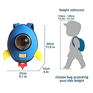 Supercute Kids Rocket Backpack, Toddler Travel Backpack for 3-8 Year Old Boys Girls Waterproof Bookbag for Student (Blue)