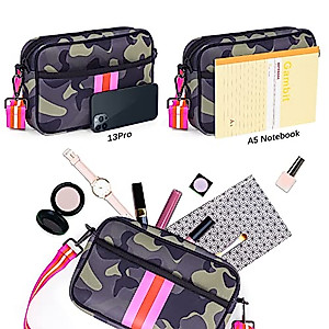 NIDOOT Crossbody Bags For Women,Neoprene Bag,Neoprene Crossbody Bag,Messenger Bag Neoprene Tote Bag, Women/Teenage Girls Gifts Ideas(Green Camouflage)