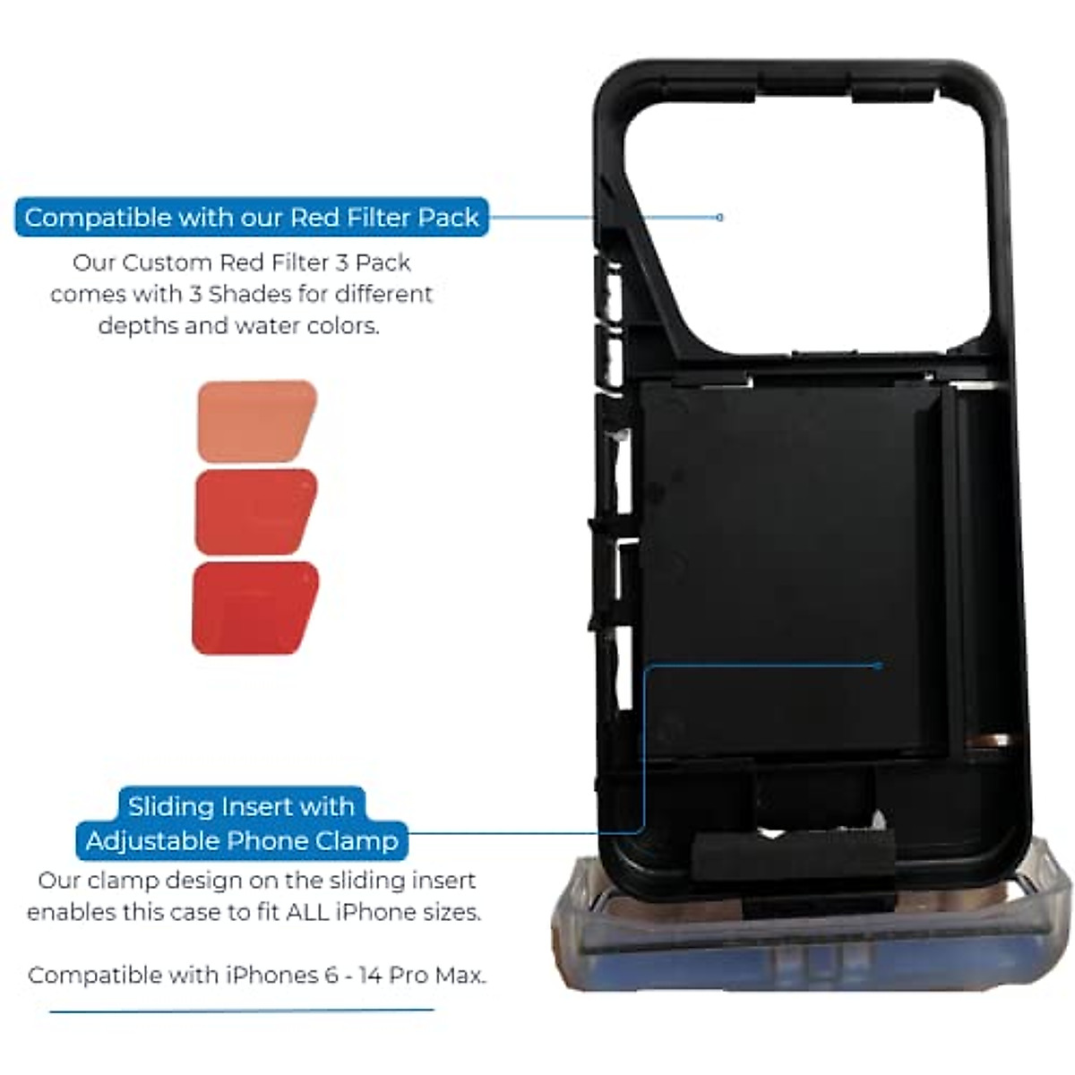 ProShot Dive - Underwater iPhone Housing Rated to 130ft/40m. Universal Waterproof iPhone Case, Compatible with All iPhones. Fits iPhone 6s - iPhone 14 Pro Max. Scuba Diving and Snorkeling iPhone Case.