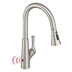 GIMILI Touchless Kitchen Faucet with Pull Down Sprayer, Single Handle Motion Sensor Activated Hands-Free Kitchen Sink Faucet Brushed Nickel
