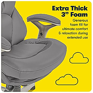 Serta Ergonomic Executive Office Chair Motion Technology Adjustable Mid Back Design with Lumbar Support, Gray Bonded Leather