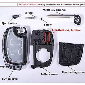 3 Buttons Keyless Entry Remote Shell Case for Hyundai Santa Fe Sonata Replacement Flip Folding Smart Car Key Fob Repair with Uncut Blade