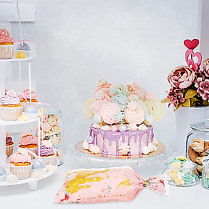 Leinuosen 100 Pcs Princess Theme Cellophane Treat Bags with Ties Castle Floral Fairy Princess Party Favor Bags Pink Plastic Candy Bags Cookie Bags Favor Gift Bag for Princess Birthday Party Supplies