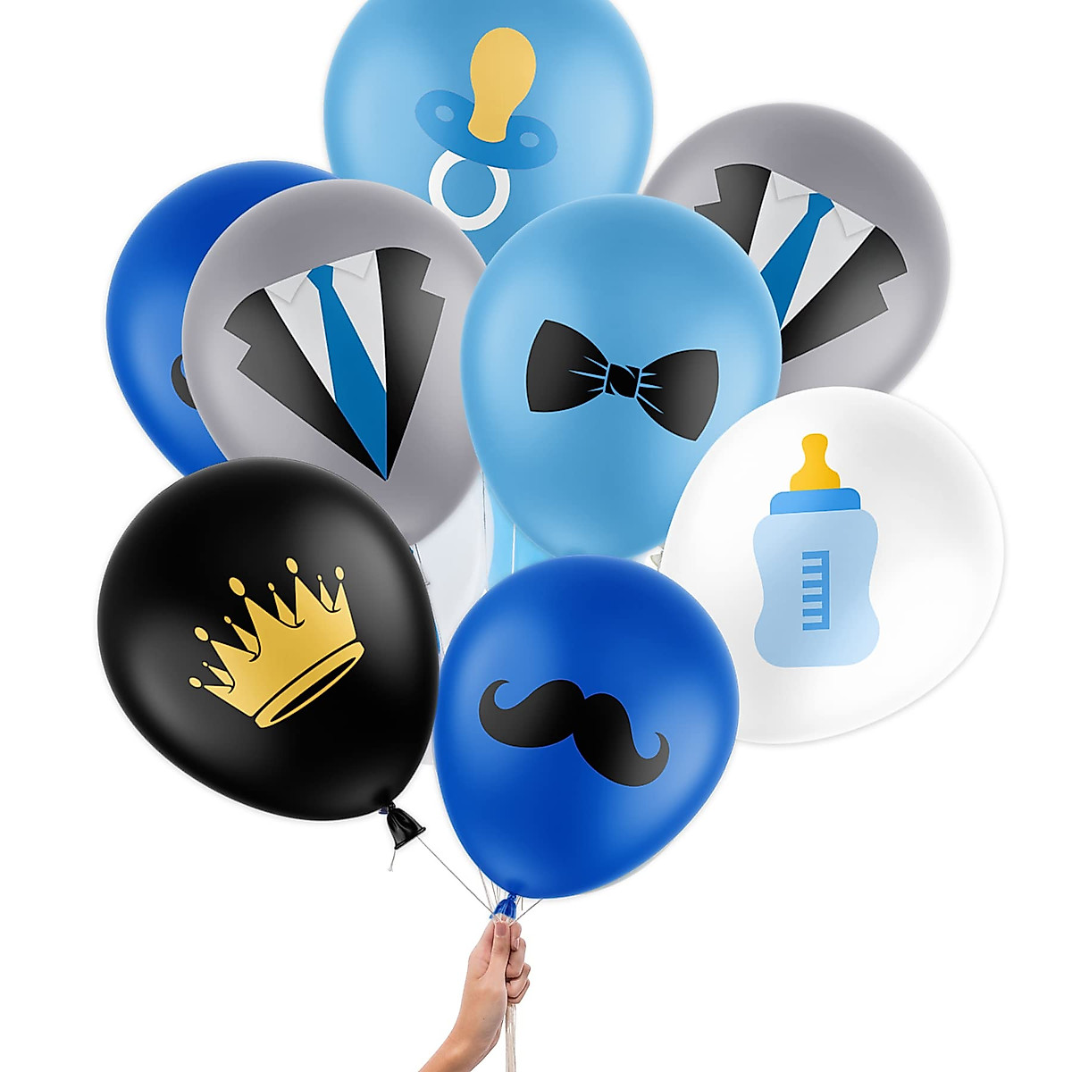 KARAQY Baby Boy Balloons Party Decorations Supplies, Blue and Black Balloons Set for Boys Birthday Baby Shower Party Decorations