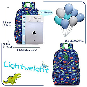 VONXURY Cute Lightweight Dinosaur Kids Backpack and Neoprene Lunch Bag Bundle