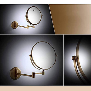 KARAOT Wall-Mounted Makeup Mirror, Shaving Mirror 3X Magnification, Normal Double-Sided Round Bathroom Vanity Mirror Swivel, Extendable and Folding, 360° Free Rotation, for Shaving, Makeup