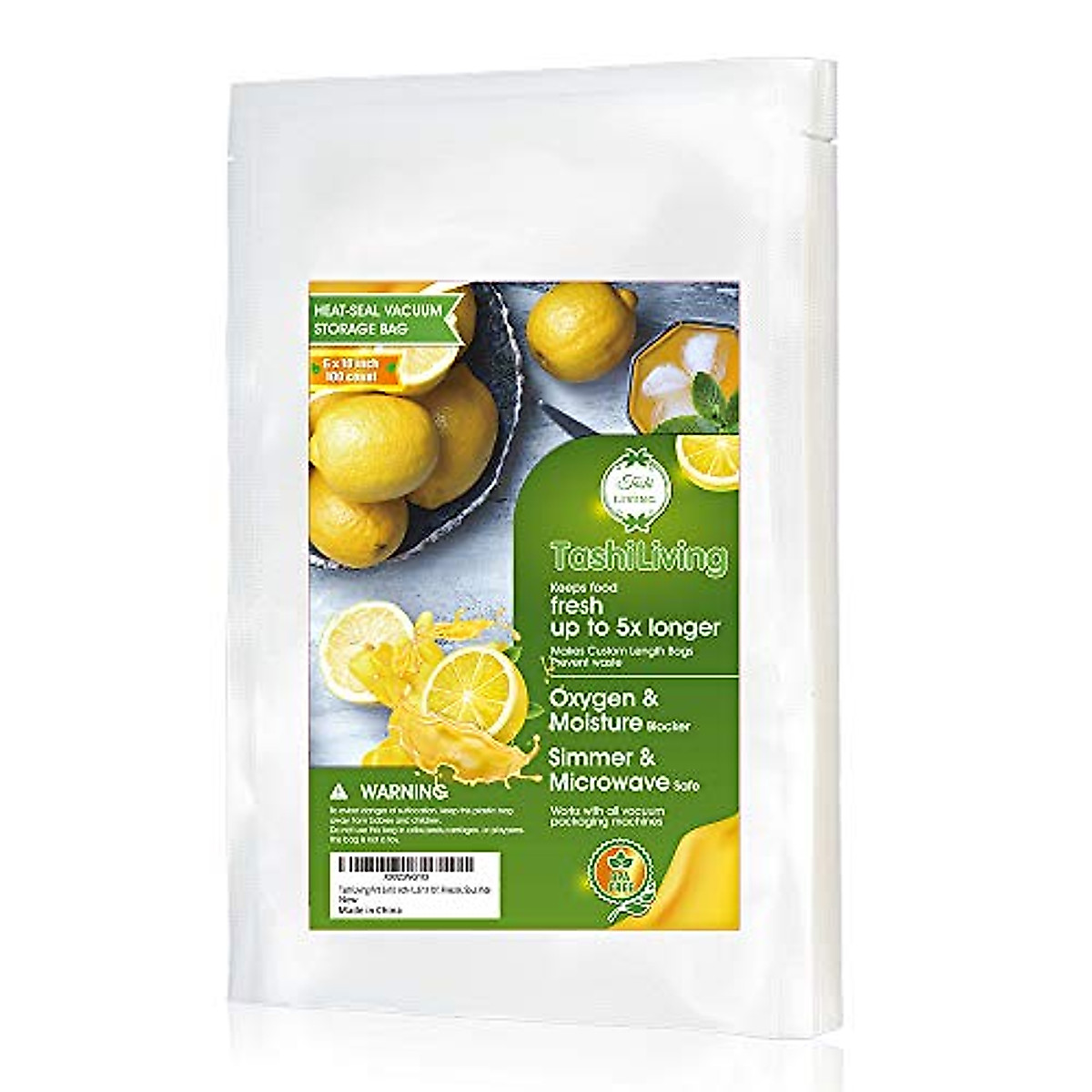 TashiLiving Vacuum Sealer Bags for Food 6x10 inch - 100 Count,Pint Size Freezer Sous Vide Pre-cut Bags, 4mil BPA-Free