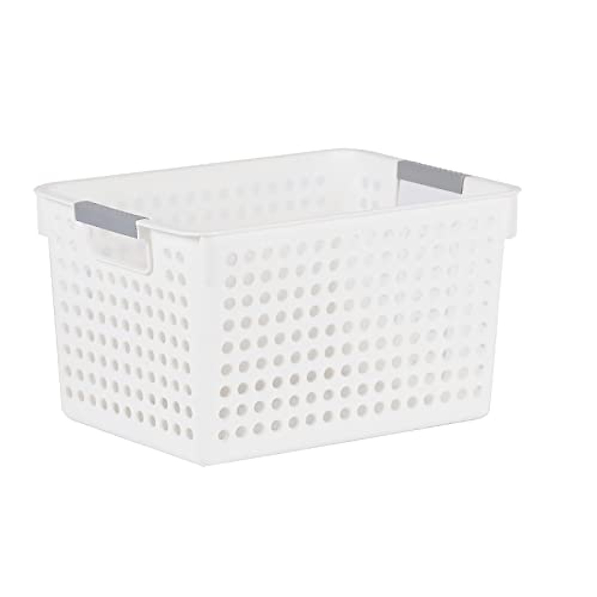 Whale Pocket 6 PCS Plastic Storage Basket, Slim White Organizer Tote Bin Shelf Baskets for Closet Organization, De-Clutter, Toys, Cleaning Products, Accessories 12.2x 8.6x 7in