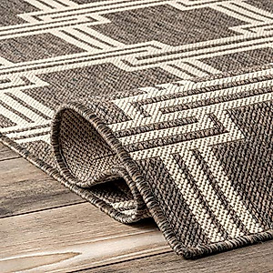 nuLOOM Frontier Greek Trellis Indoor/Outdoor Area Rug, 6' 7" x 9', Grey