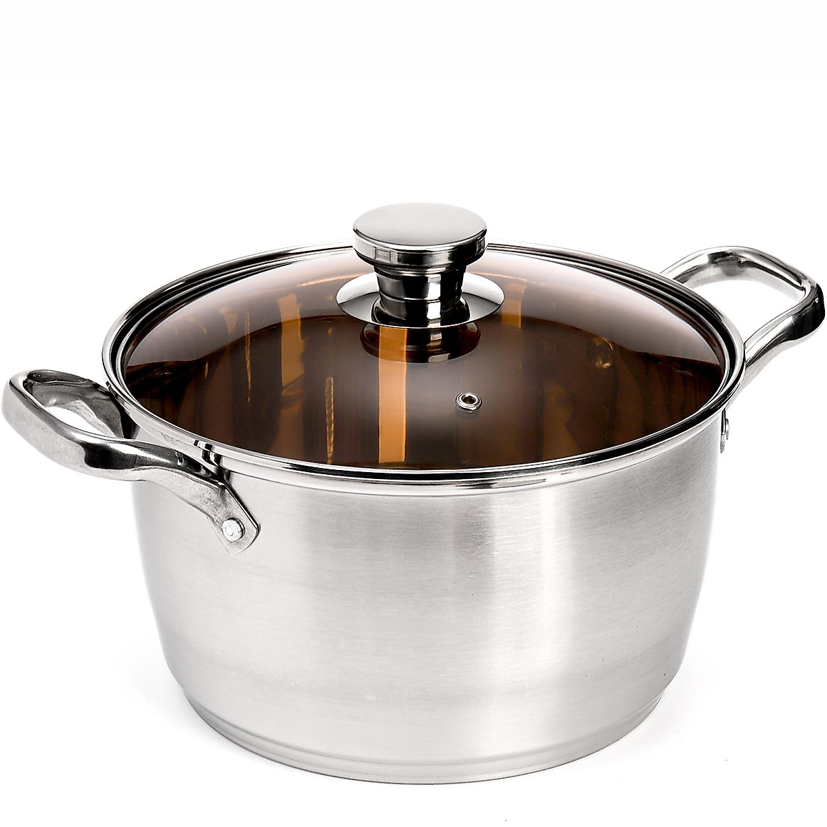 TOPZEA 5.3 Quart Stainless Steel Stockpot with Glass Lid, Tri-Ply Stainless Clad Stock Soup Pot SaucePan, Induction Pots Kitchen Cookware, Compatible with All Cooktops, Oven & Dishwasher Safe