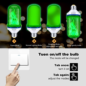 OMK - LED Christmas Decorations Flame Effect Light Bulbs - Upgraded 4 Modes Two-Tone Fire Simulated Lamps - Holiday/Christmas Gifts/Party/Indoor/Outdoor Decoration Lights (2Pack)