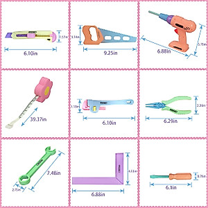 Gifts2U Toy Tool Set for Girls Pretend Play Toy with Play Drill Tool Box, Vest Costume and Toy Tape Measure, Pink Toy Tool Set Learning Tool Kit for Girls Toddlers Boys Age 3 4 5 6 Home Stem DIY Gifts