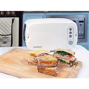 BergHOFF Seren Side Loading Toaster with Cool Touch Exterior and Removable Crumb Tray, White, Without Serving Tray