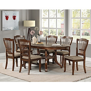 Liveasy Furniture Dining Room Set with Oval Extendable Dining Table and Chairs in Espresso (Dining for 6)
