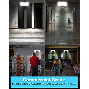 Sunco Emergency Lights, Commercial Emergency LED Flood Lights for Power Outages, Backup Battery (180 Minutes), Wall Mount, Hard Wired, 120-277V, Fire Resistant (UL 94V-0) 6 Pack