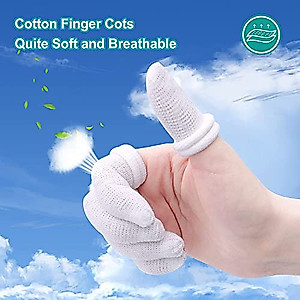 Dimora 60Pcs Finger Bandage Cotton-Made Elastic Bandages Breathable Finger Cots for Wounds, Ideal Finger Glove for Scald Protection, Cargo handling, Gardening Work, Sports and Fitness