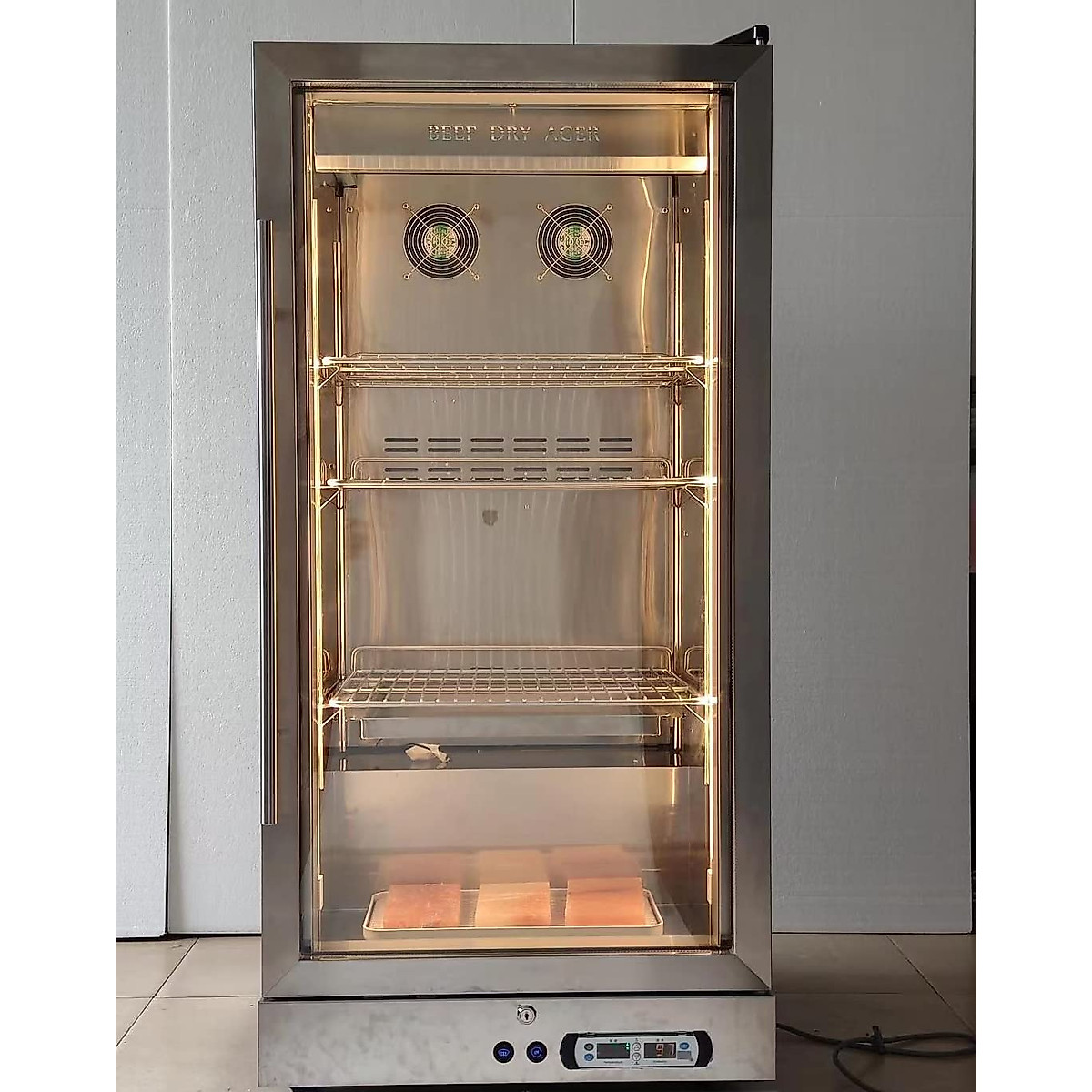 Kolice Commercial Aging Beef Showcase Freezer, Steak Aging Machine, Beef Display Showcase Freezer-268L,4 Tiers,Temperature: -5℃~ to 10℃ (23℉ to 50℉) for Hotel,Restaurant,Shopping Malls