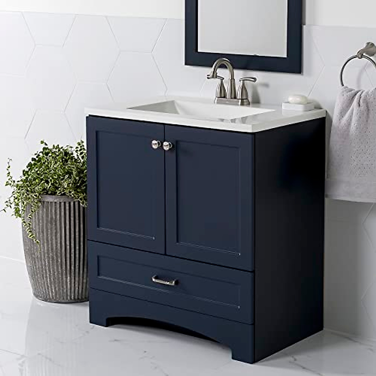 Spring Mill Cabinets Emlyn Bathroom Vanity with Sink, Deep Blue