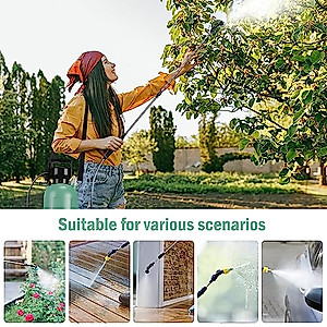 Garden Sprayer 1.35Gallon/5L Battery Powered Sprayer with USB Rechargeable Handle, Weed Sprayer with 3 Mist Nozzles, Portable Electric Sprayer with Shoulder Strap for Cleaning, Lawn, Green