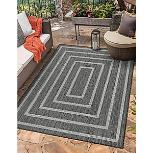 Adiva Rugs Outdoor Indoor Area Rug, Weather Resistant, Easy to Clean, Stain Resistant Floor Mat for Dining Room, Backyard, Deck, Patio (PEBBLE WEISS, 7'10" x 10')