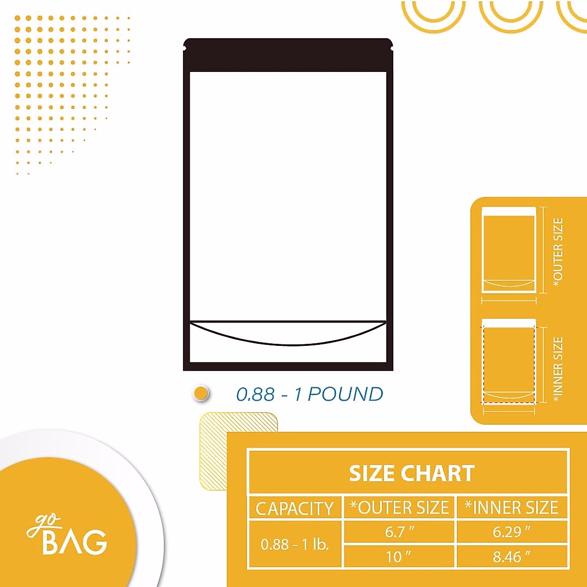 100PCS Matte-Metallized Black Stand-Up Pouch Resealable Bags (17x25cm (6.7x10"))