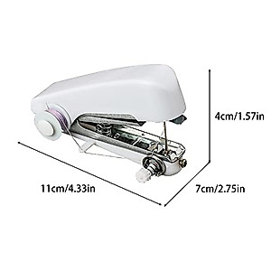 Handheld Sewing Machine, Hand Held Sewing Device Tool Mini Single Stitch Portable Cordless Sewing Machine, Essentials for Home Travel Use Repairing and Handicrafts (White)